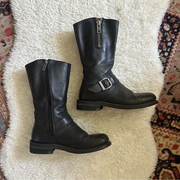 Harley-Davidson | Shoes | Harley Davidson Black Leather Motorcycle Mid ...